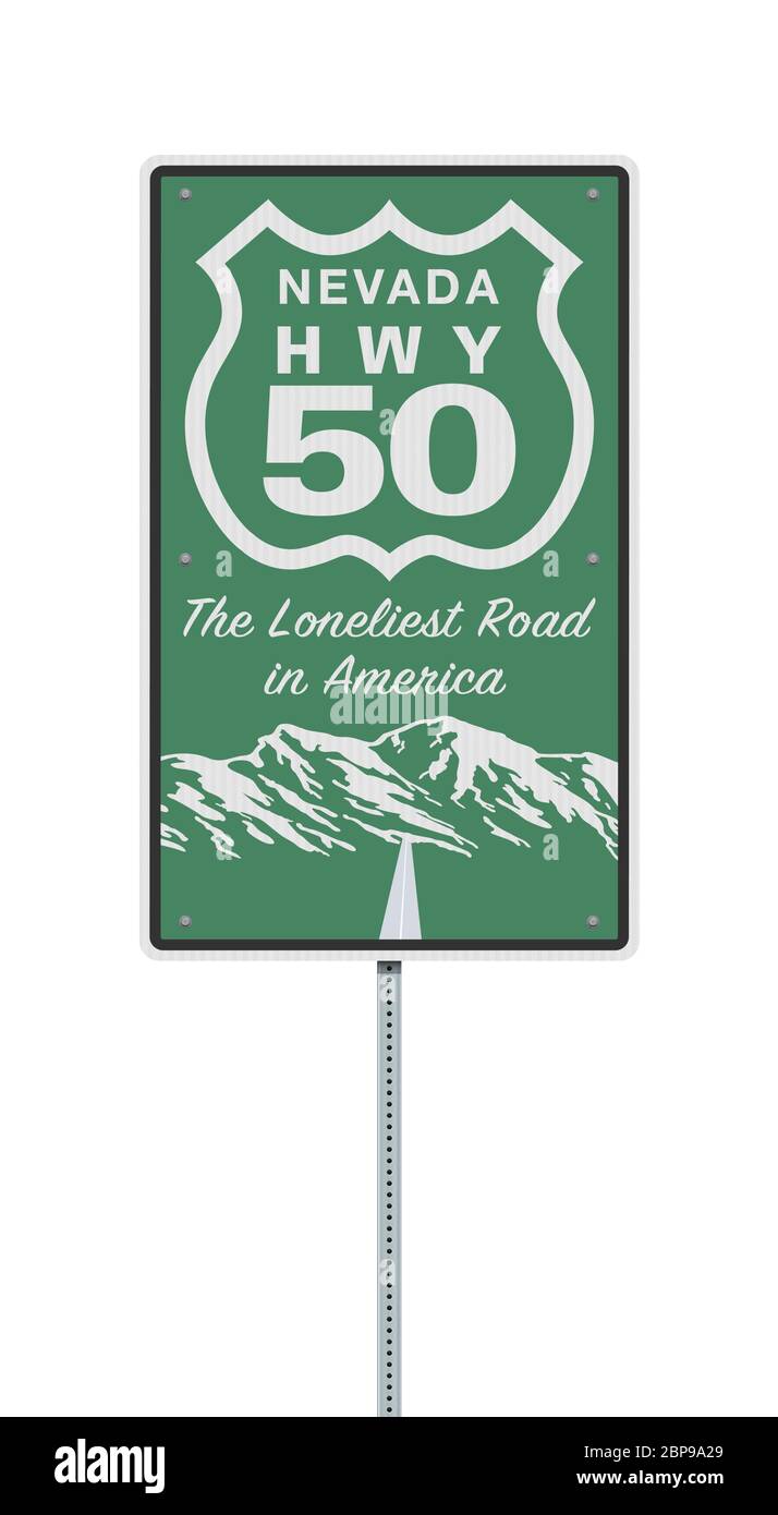 Vector illustration of the Nevada Highway 50 The Loneliest Road in ...