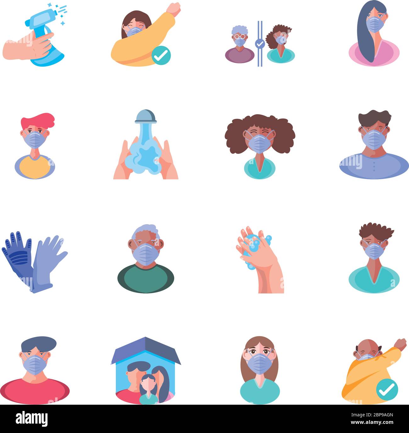 set of icons with methods of prevention of coronavirus infection vector ...