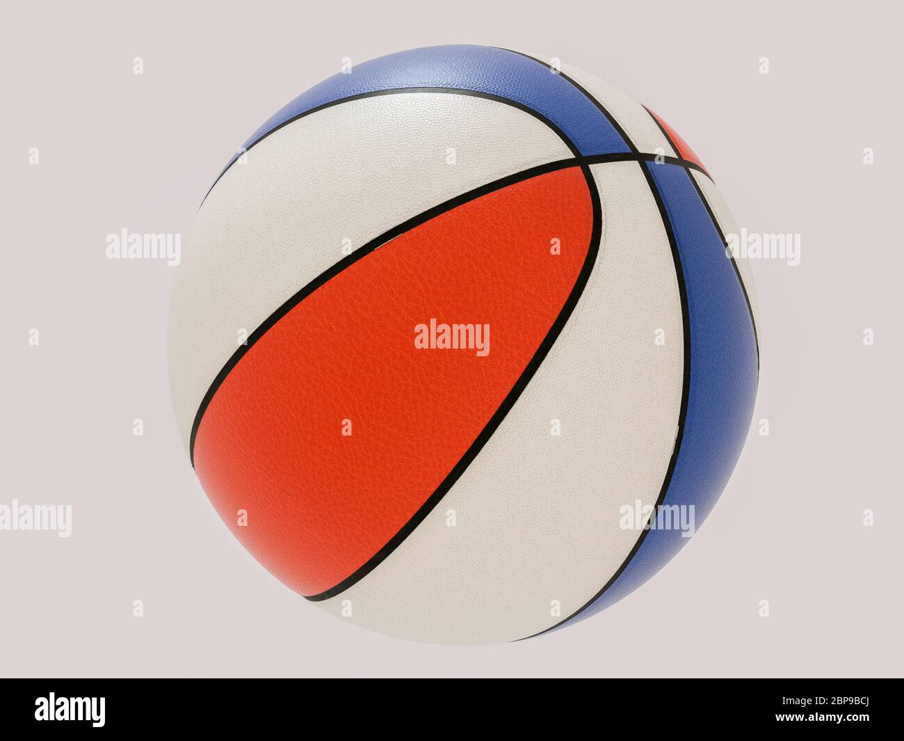 Front view of red white and blue USA colored single basketball sitting ...