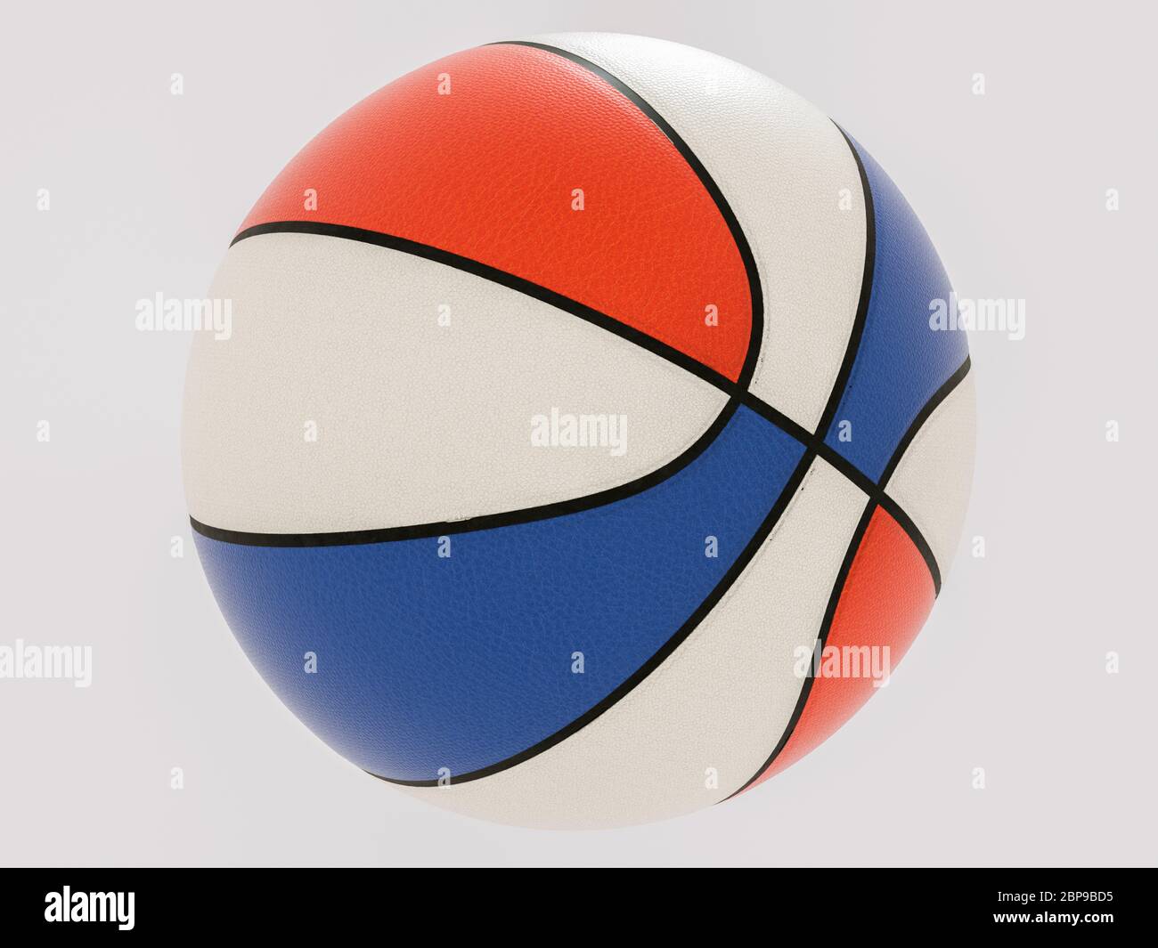 Front view of red white and blue USA colored single basketball sitting ...