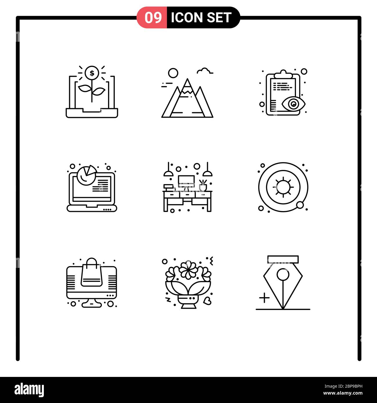 Office desk overview Stock Vector Images - Alamy