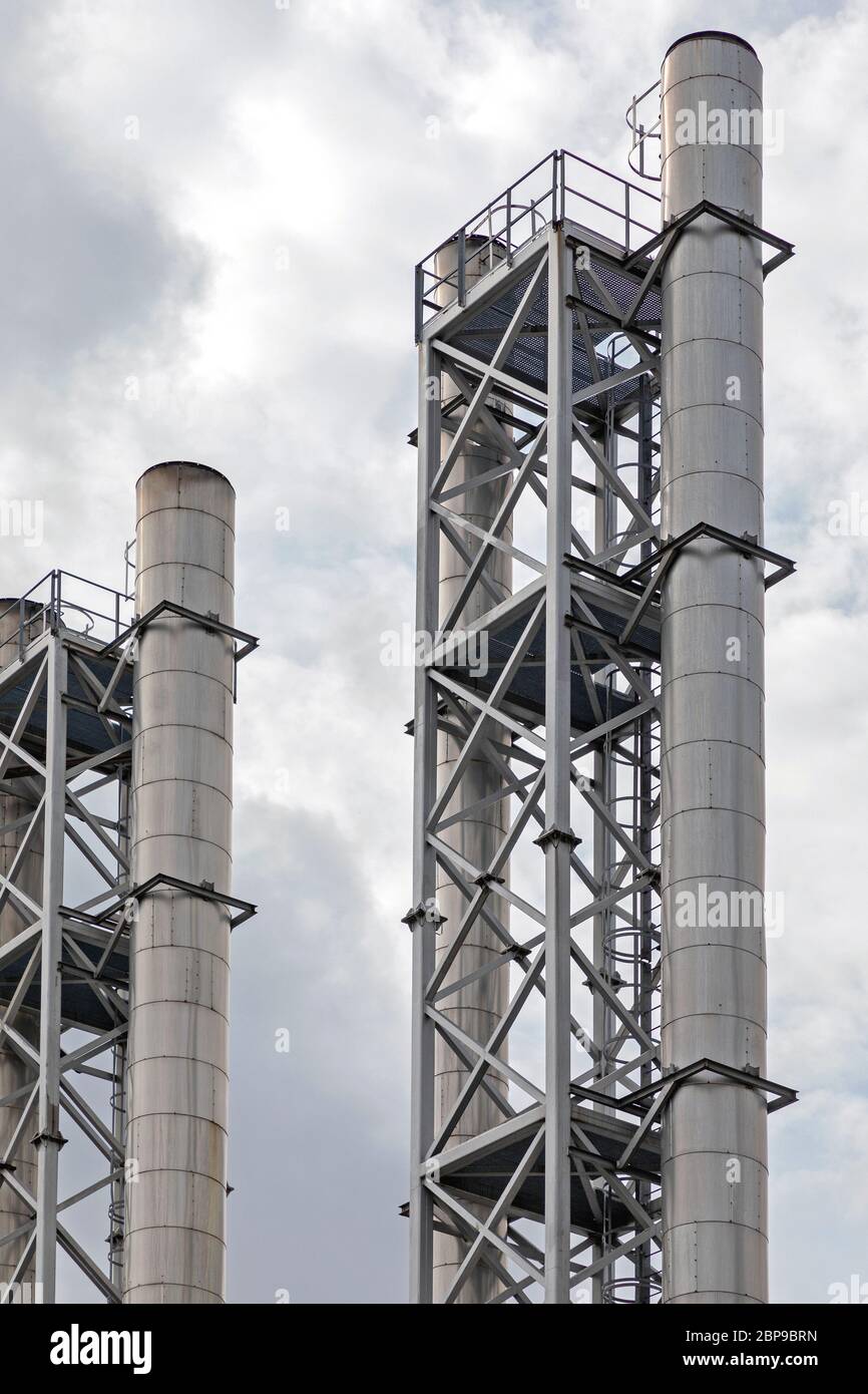 Chimney Tower Structure at Heating Plant Building Stock Photo - Alamy