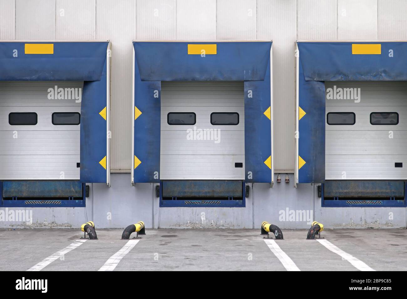Cargo Doors Loading Ramp at Distribution Center Warehouse Stock Photo ...