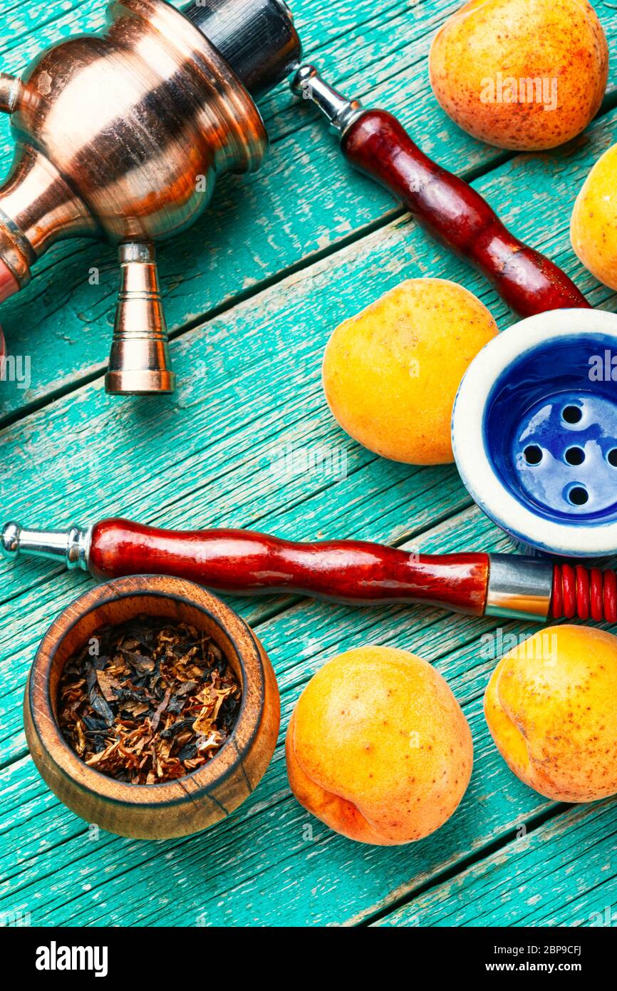 Hookah mouthpiece.Fruit shisha aroma.Tabak with apricot flavor.Kalian ...