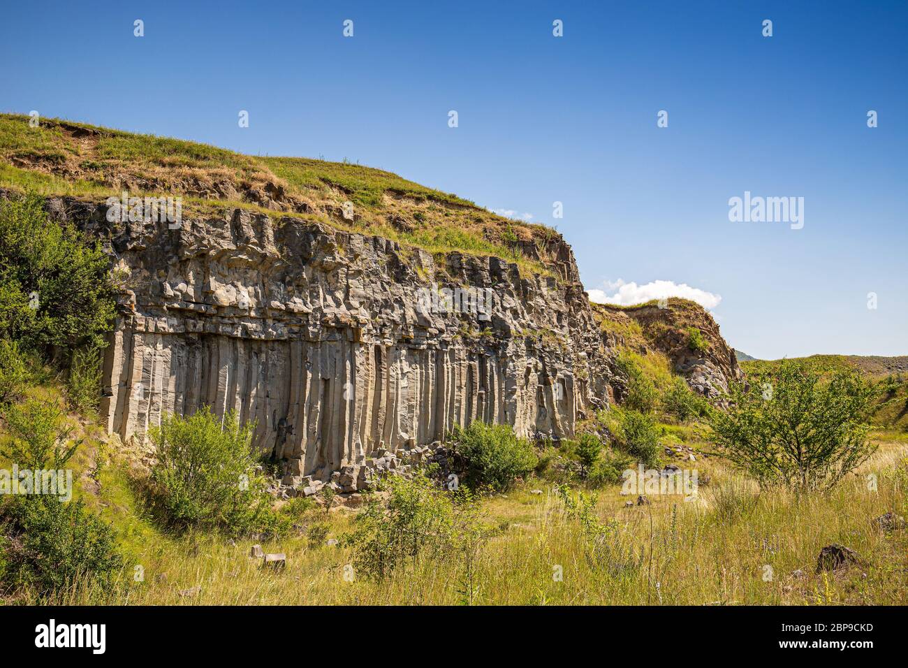 Grey columnar basalt, vertical basalt wall Stock Photo - Alamy