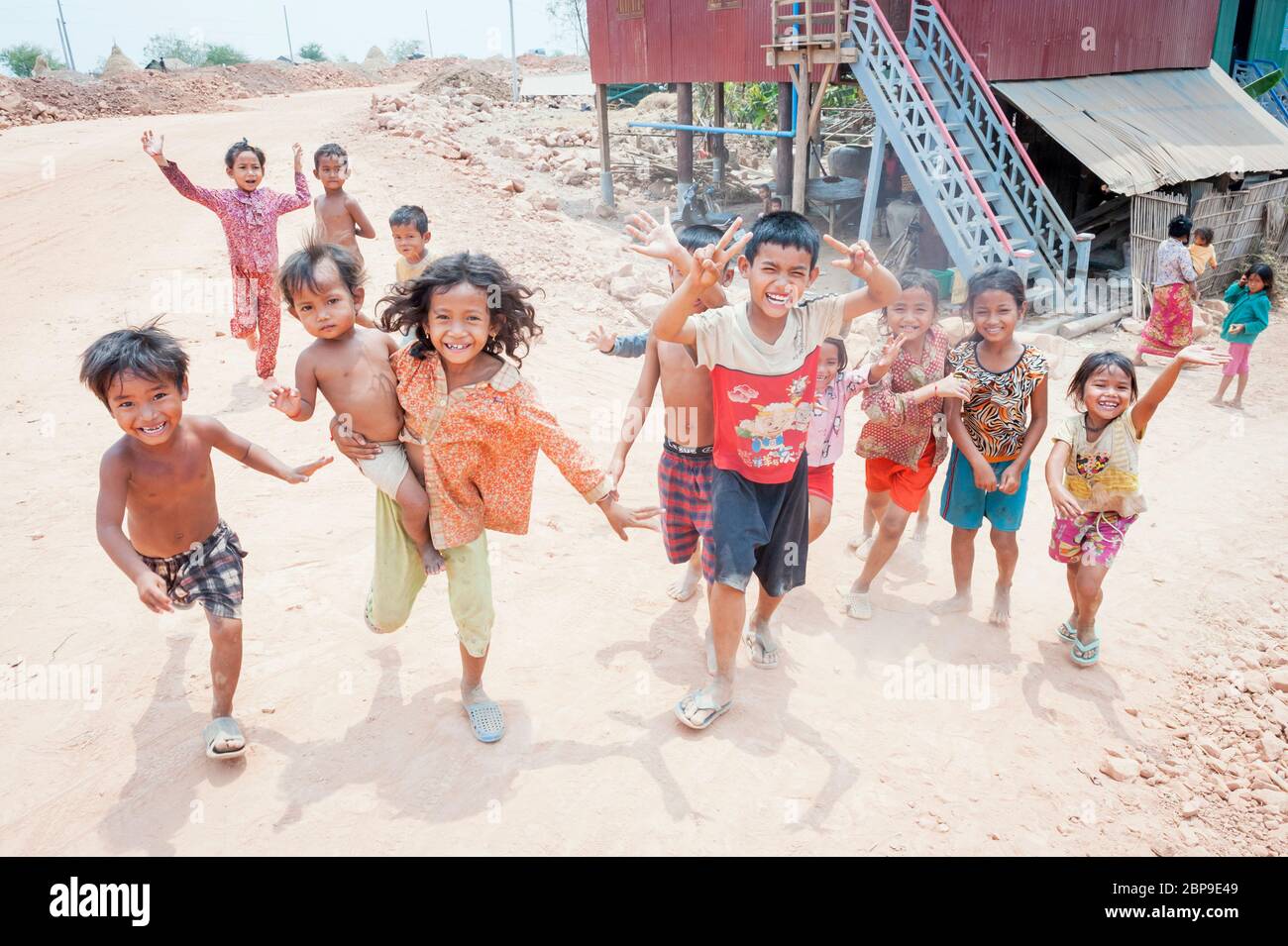 Cambodian children enjoying posing for the camera, Kampong Cham ...