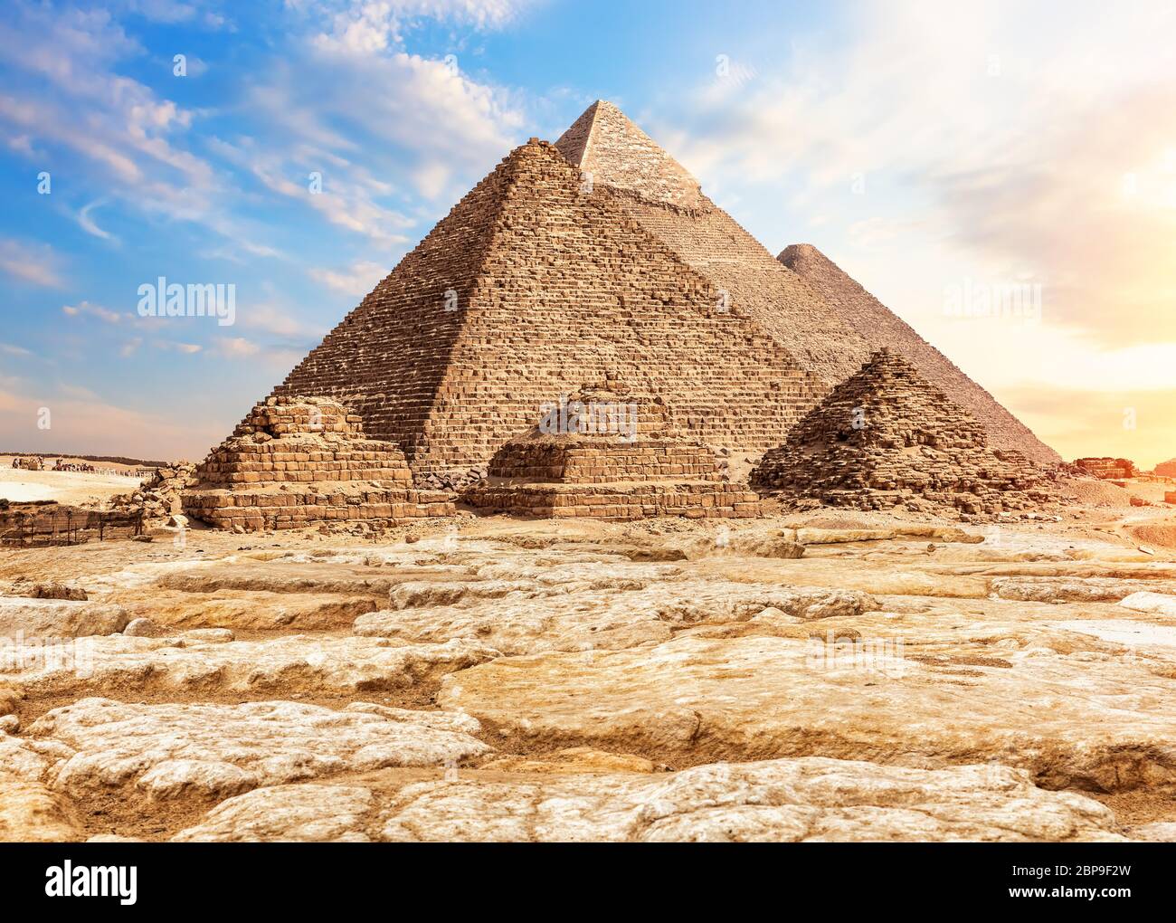 The Pyramids in the sand and stones, Giza, Egypt Stock Photo - Alamy
