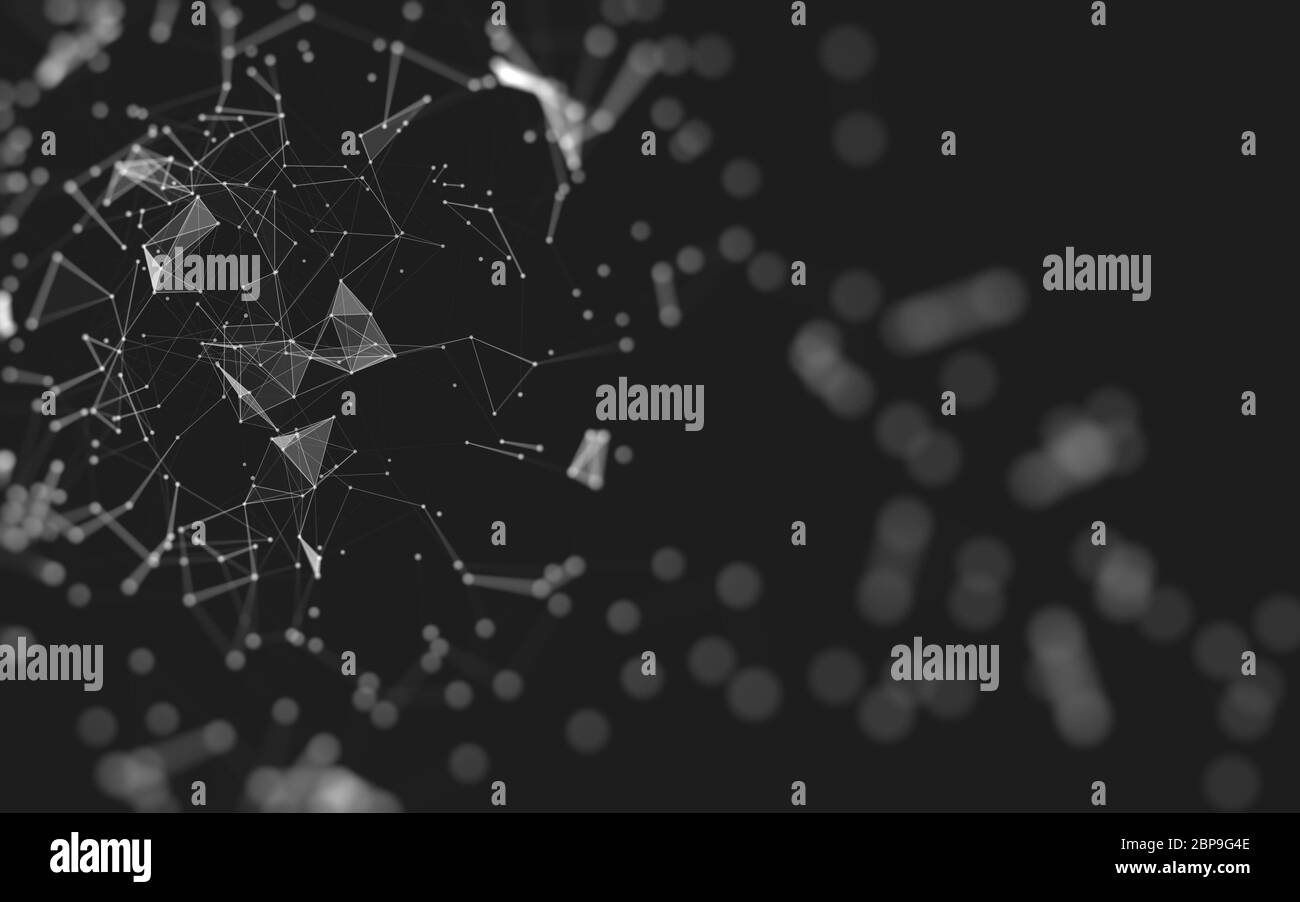 Abstract polygonal space low poly dark background with connecting dots and lines. Connection ...