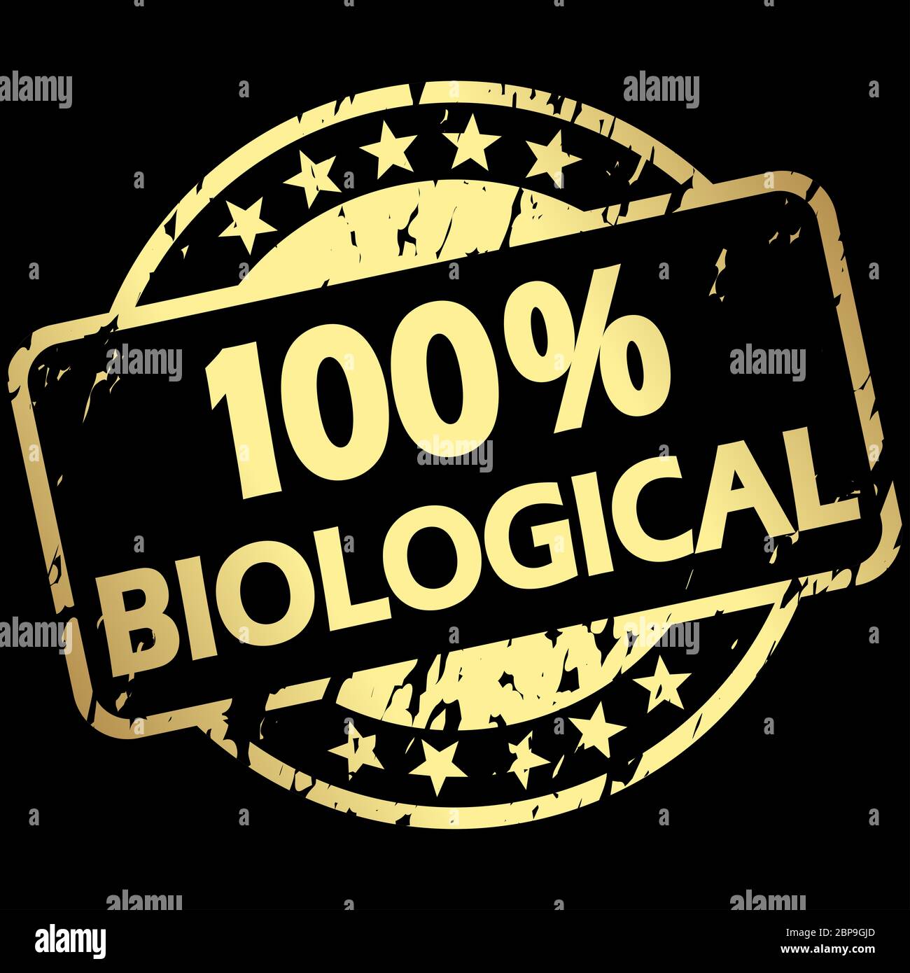 EPS 10 vector with round golden colored grunge stamp with banner and ...