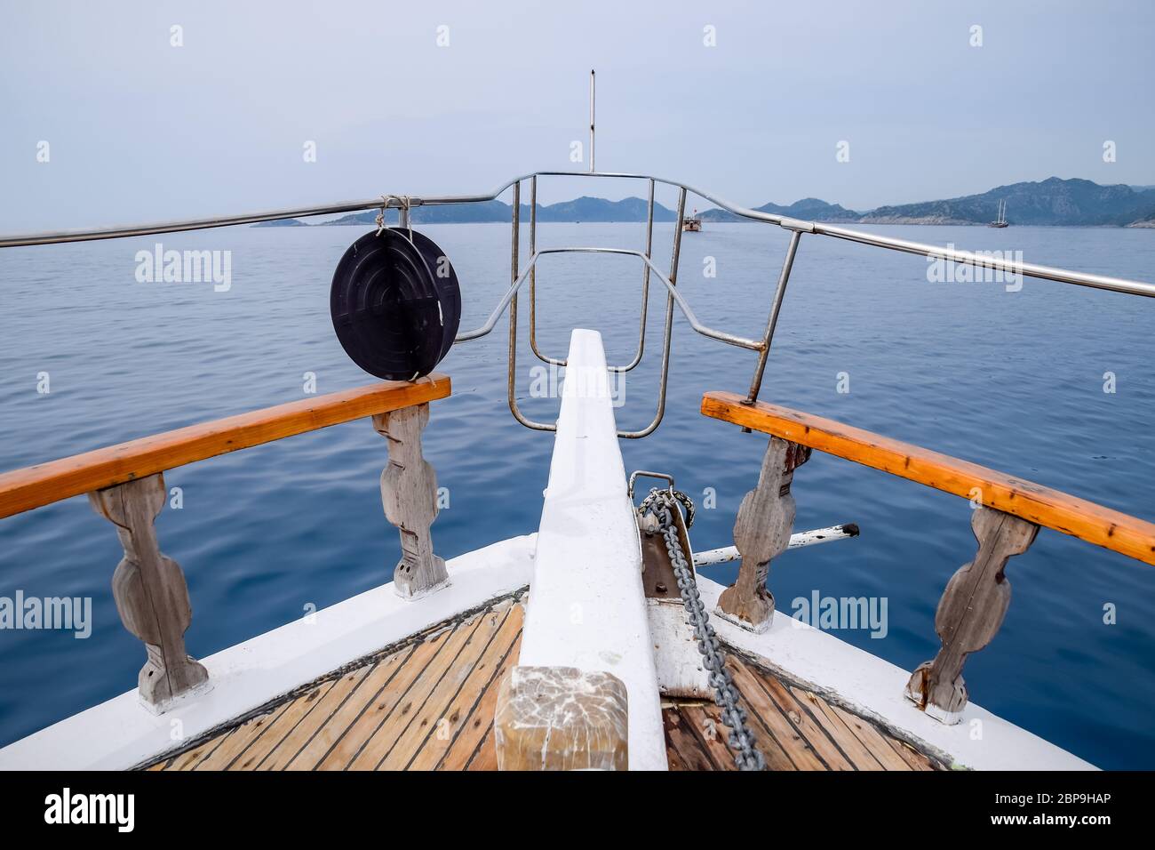 Deck of a pleasure yacht. Tourist excursion on a yacht in the ...