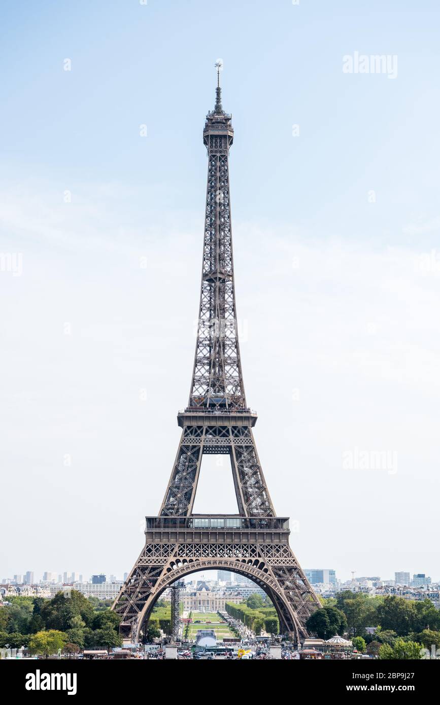 The Eiffel Tower , a wrought-iron lattice tower on the Champ de Mars in ...