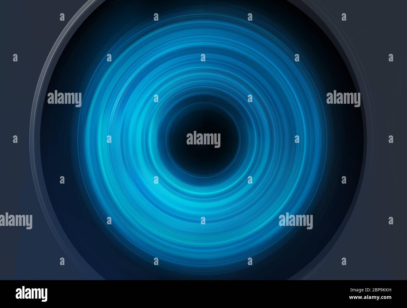 Abstract blue spin circles background with dark circle in center Stock ...