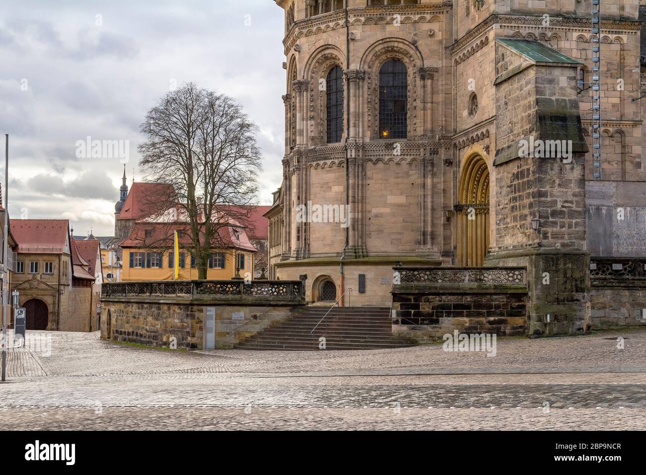 old town scenery around the Domplatz in Bamberg, a town in Bavaria ...