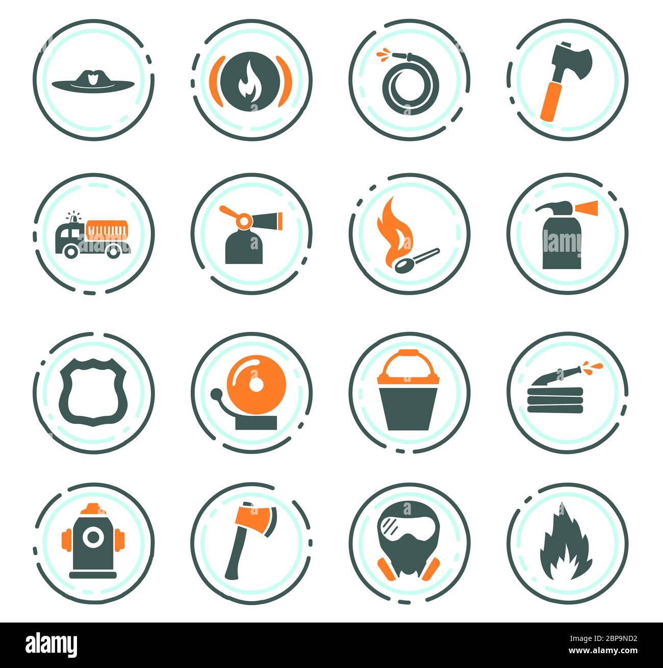 Fire-brigade vector icons for user interface design Stock Photo - Alamy