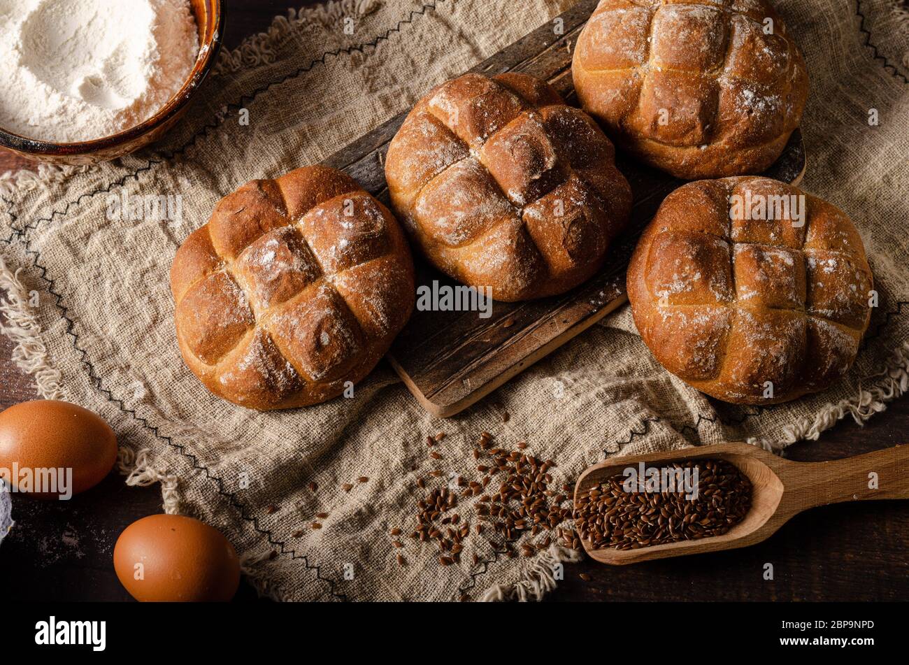 Delicious rye pastry buns, fresh and salty Stock Photo - Alamy
