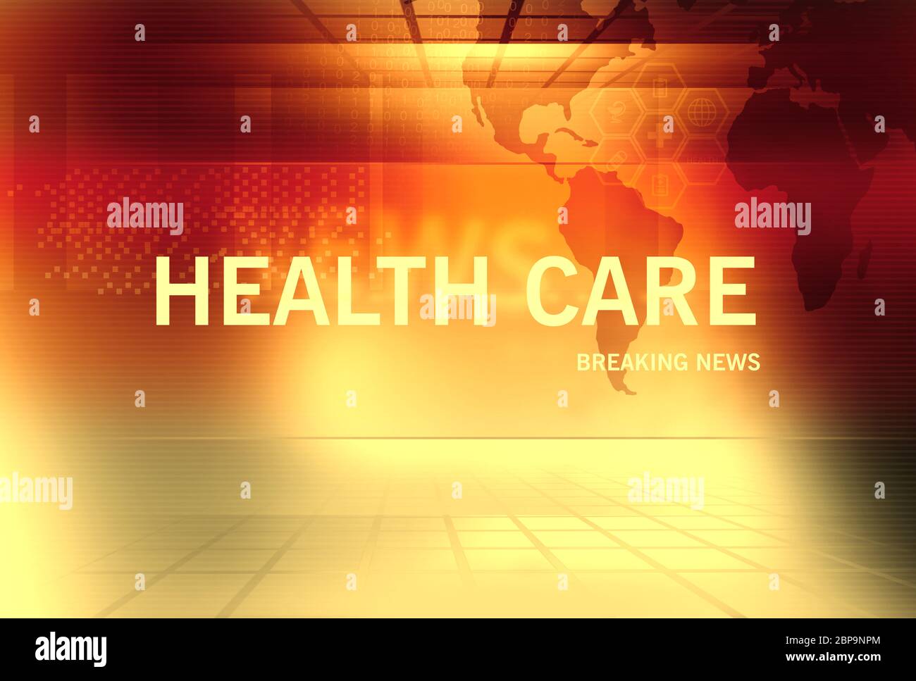 Graphical Health Care Breaking News Background with news text, Golden ...