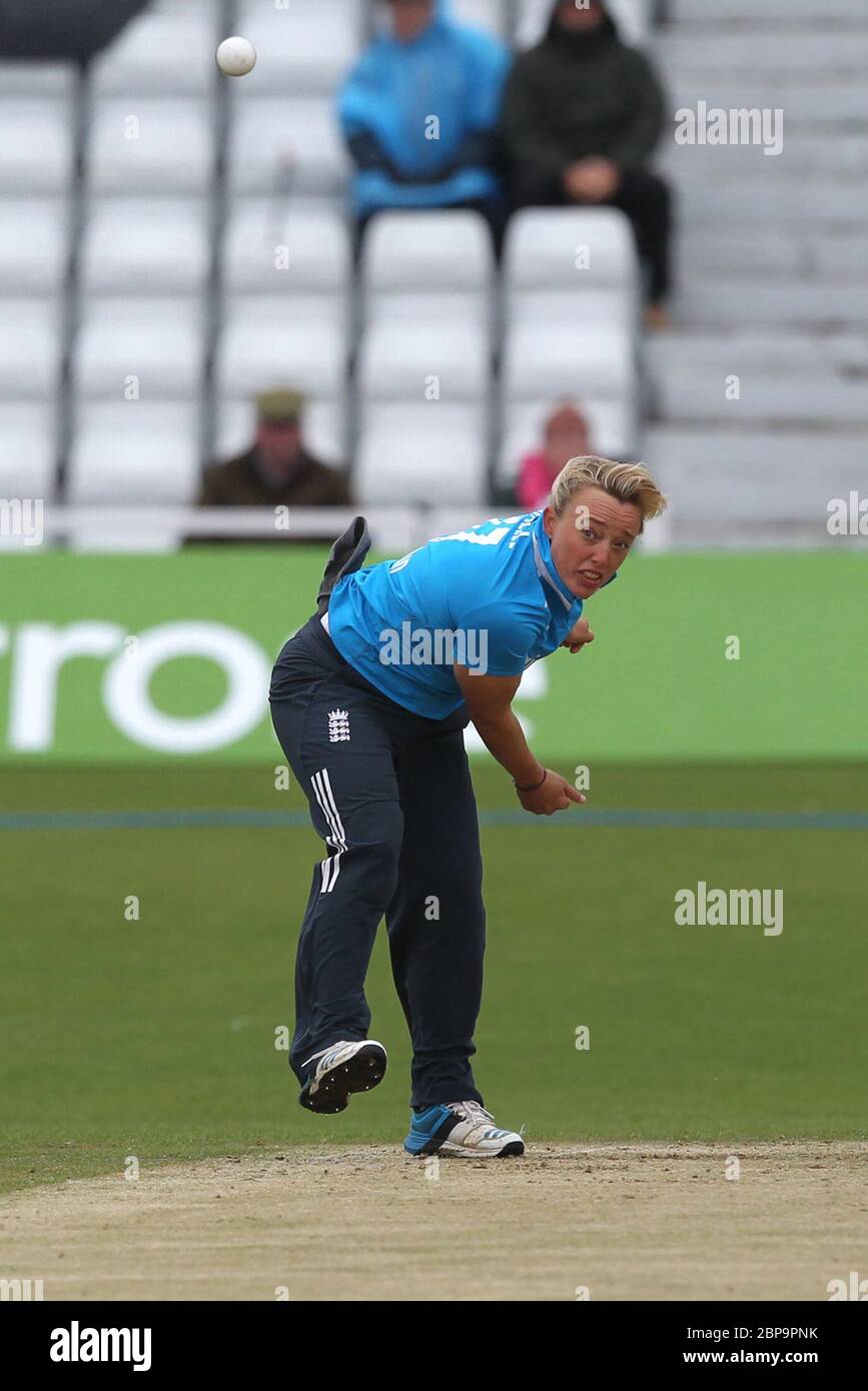 SCARBOROUGH, ENGLAND - Danielle Hazell of England bowling during the ...