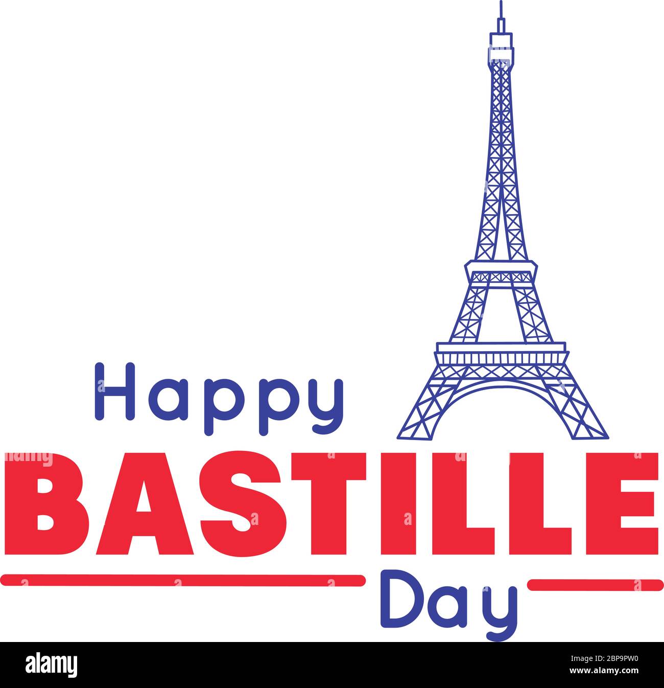 bastille day lettering with eiffel tower hand draw style Stock Vector ...
