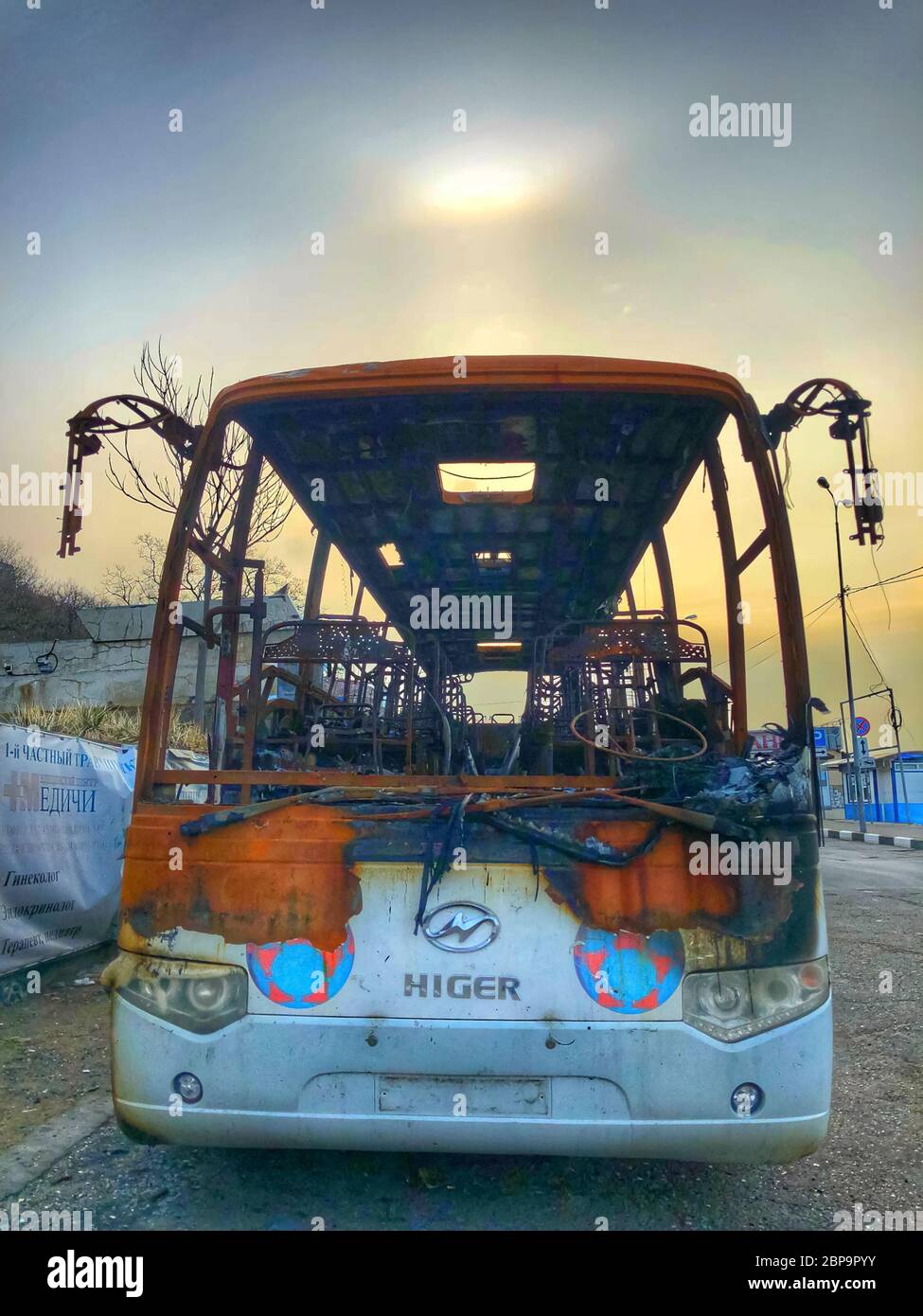 Burnt bus. The remains of a burnt bus Stock Photo - Alamy