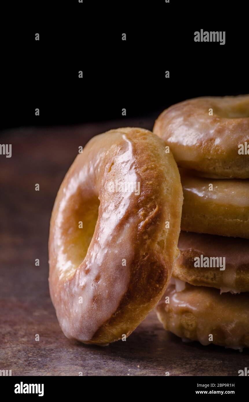 Homemade donuts with sugar and chocolate, rustic dipped Stock Photo - Alamy