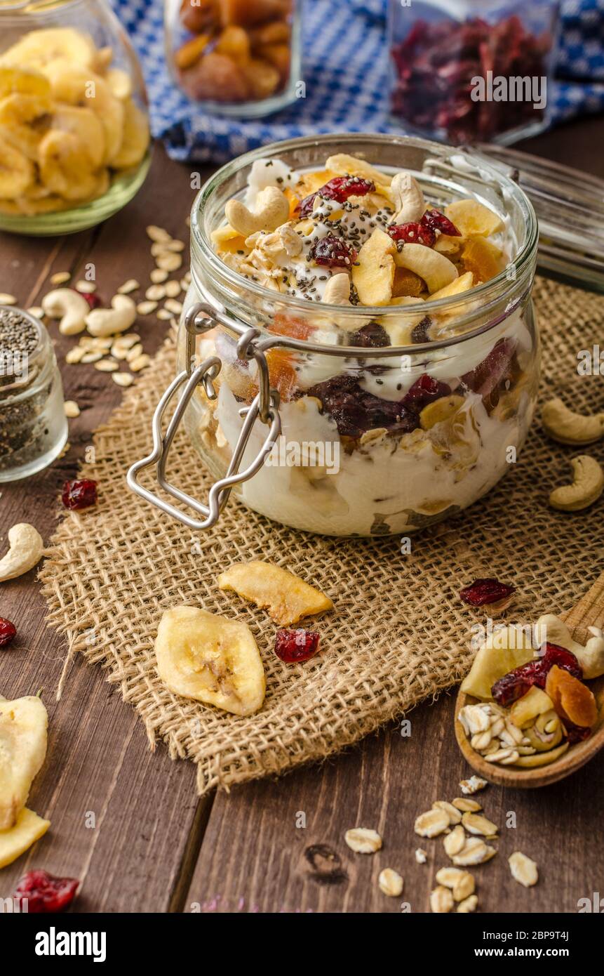 Homemade yogurt with granola, dried fruit and nuts bio - cia seed ...