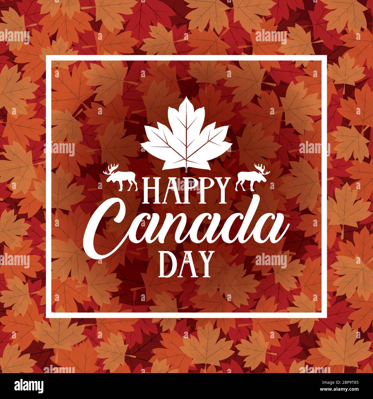 happy canada day with maple leafs frame Stock Vector Image & Art - Alamy