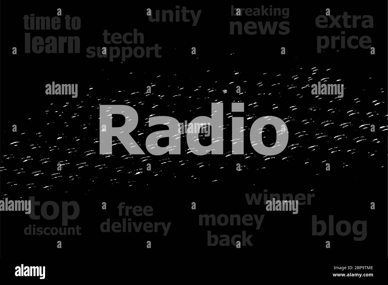Text Radio. Business concept . Black and white abstract background ...