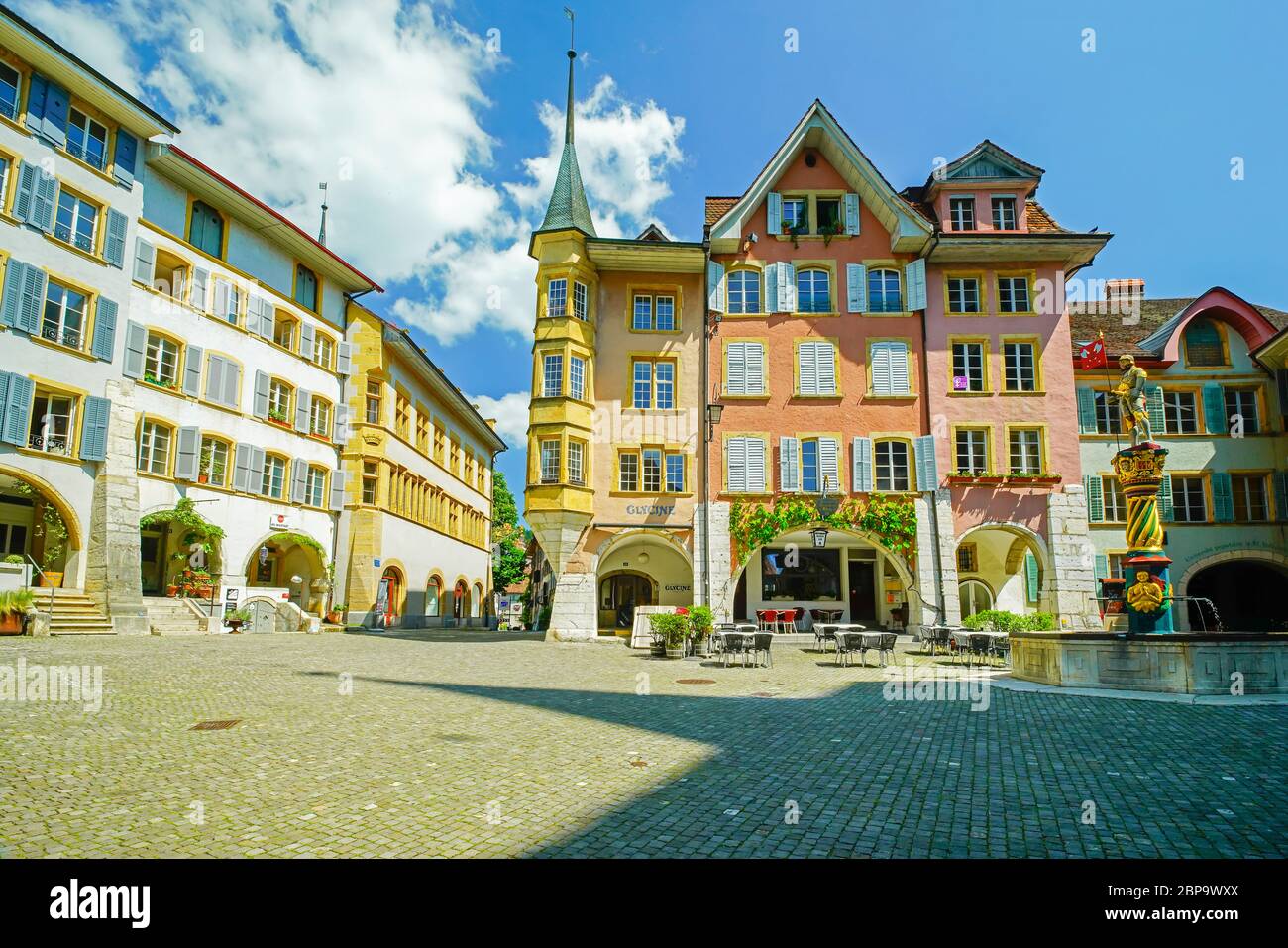 Burggasse Rathaus and Theater. Biel/Bienne is a town and a municipality ...