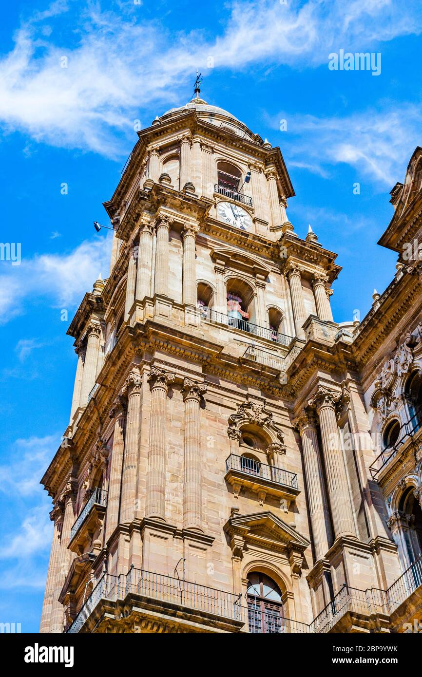 Cathedral malaga clock tower hi-res stock photography and images - Alamy
