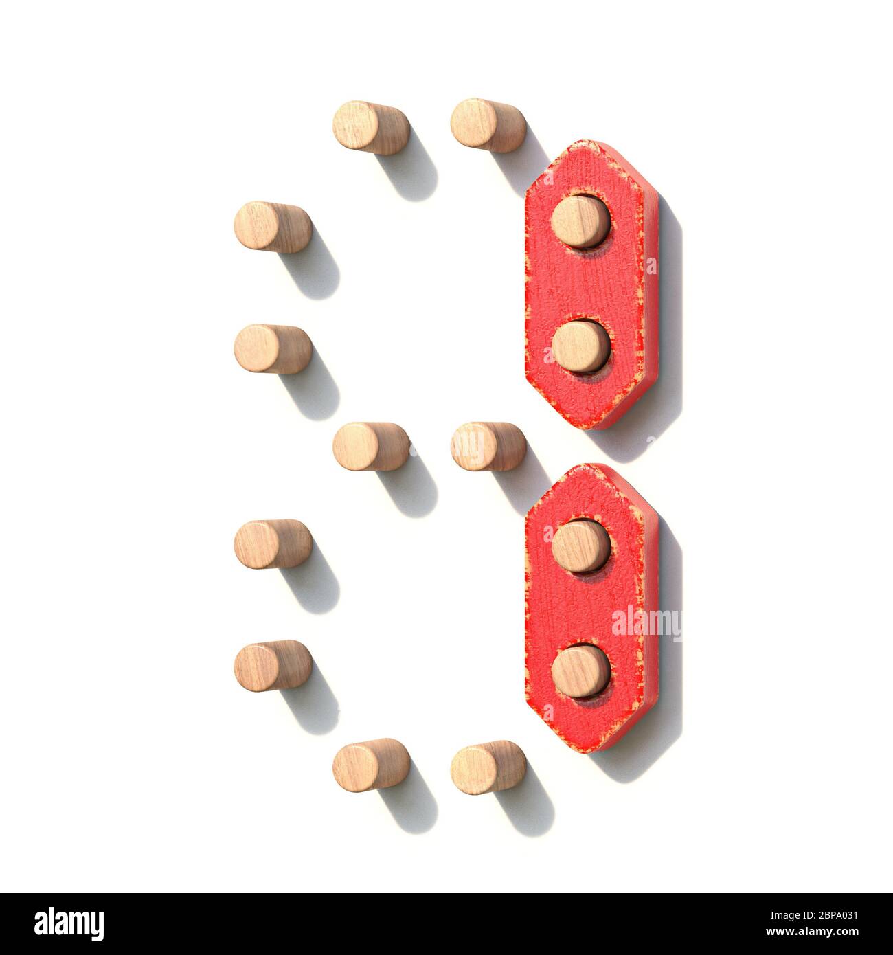 Wooden toy red digital number 1 ONE 3D render illustration isolated on ...