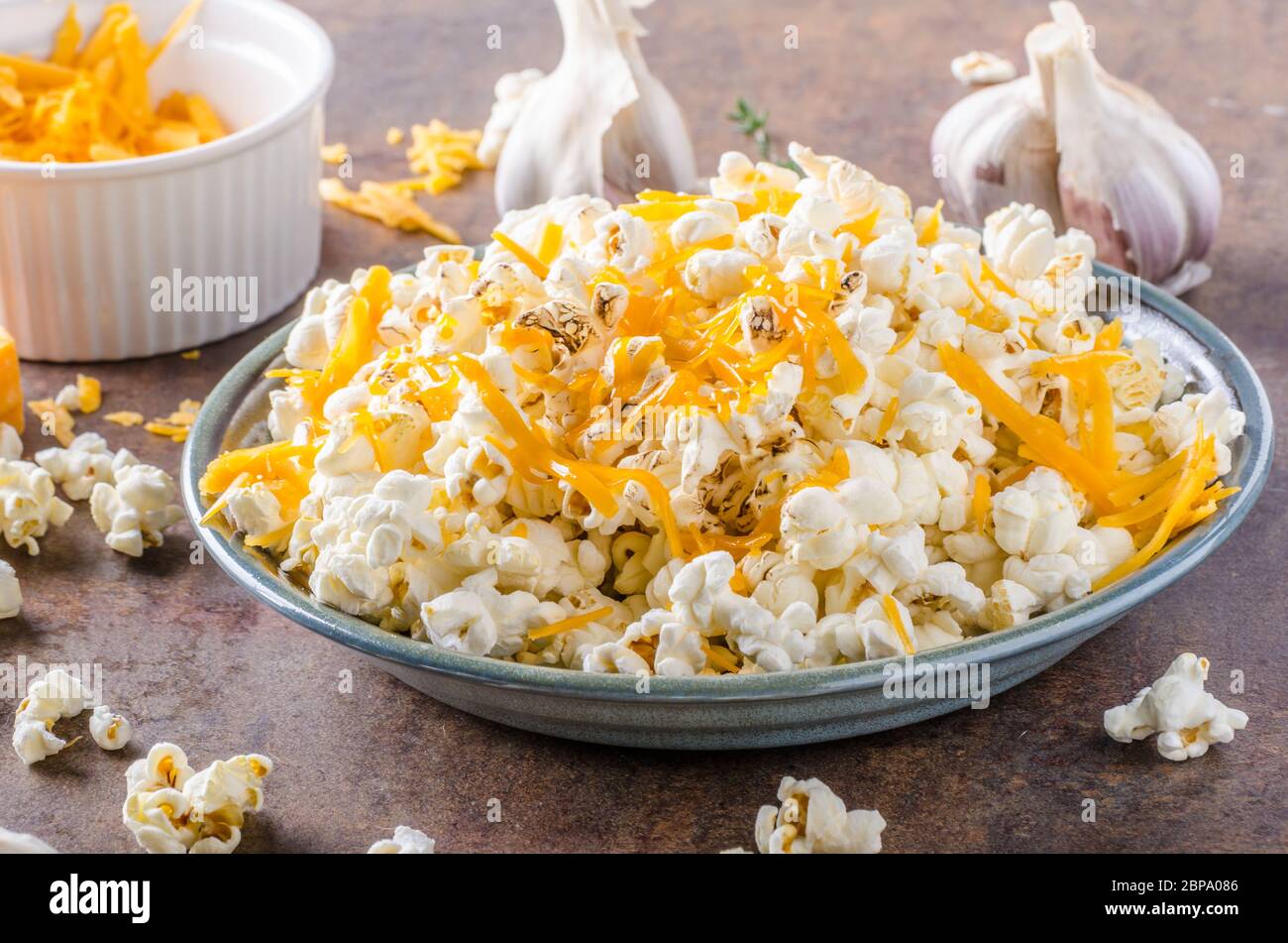 Homemade cheese popcorn with garlic, herbs and cheddar cheese Stock ...