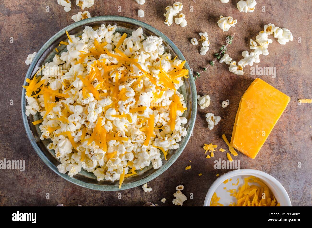 Homemade cheese popcorn with garlic, herbs and cheddar cheese Stock ...