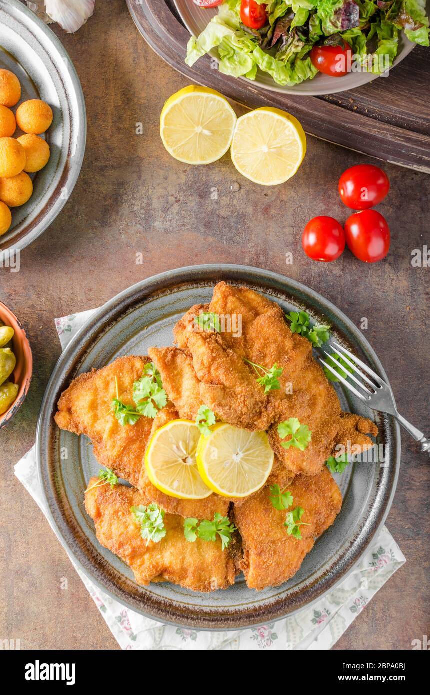 Homemade Breaded German Weiner - bio schnitzel with pickles and ...