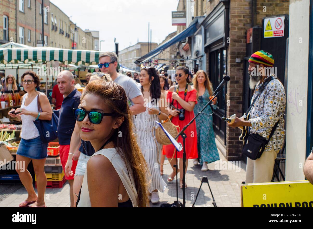 LONDON- Broadway Market, a shopping street in Hackney, East London ...