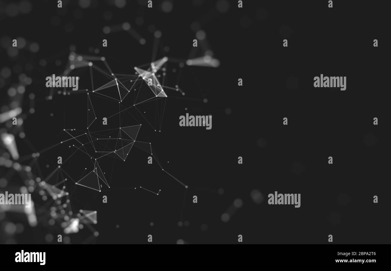 Abstract polygonal space low poly dark background with connecting dots and lines. Connection ...