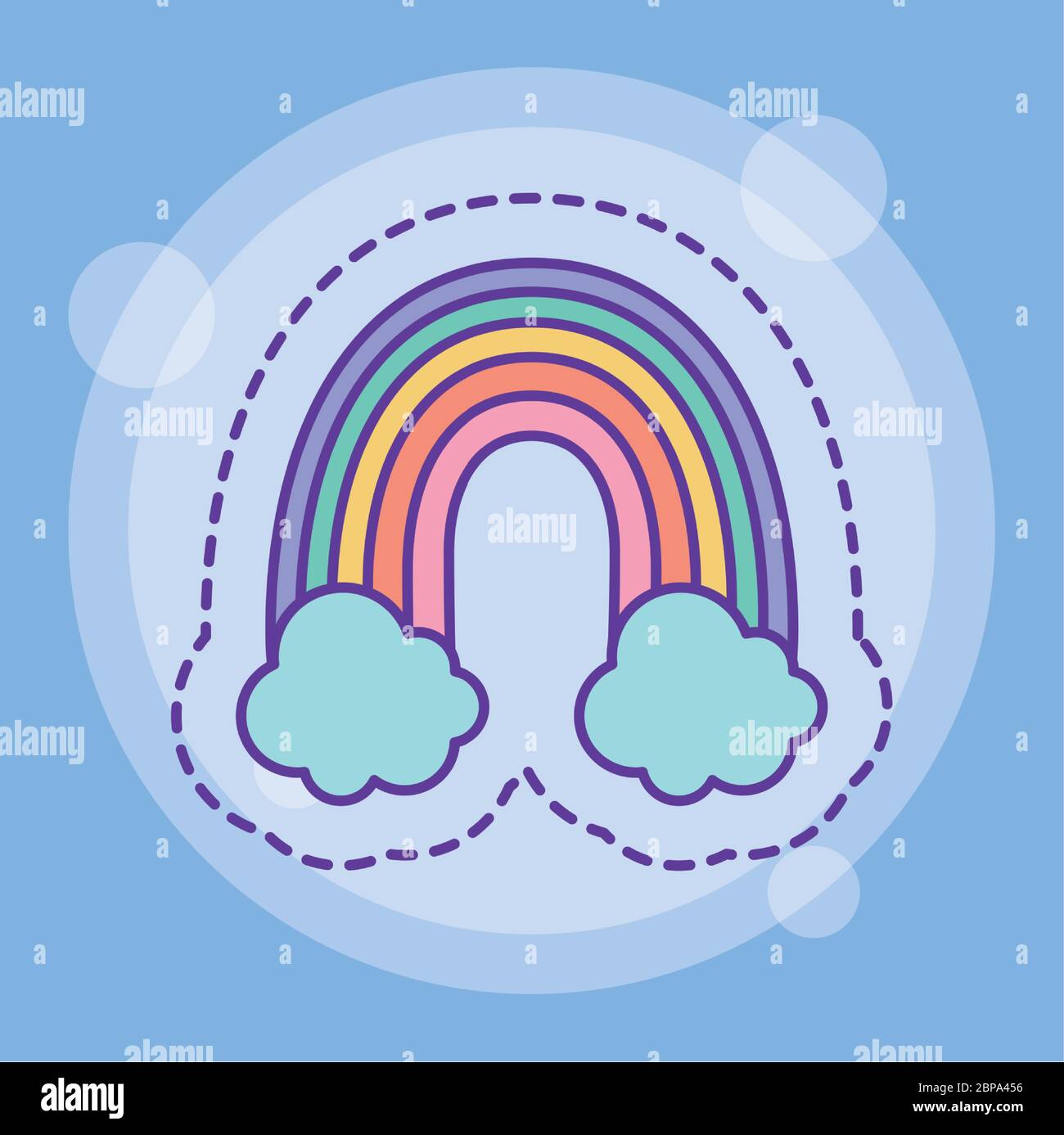 Rainbow with clouds design, Sky weather fairytale nature decoration ...