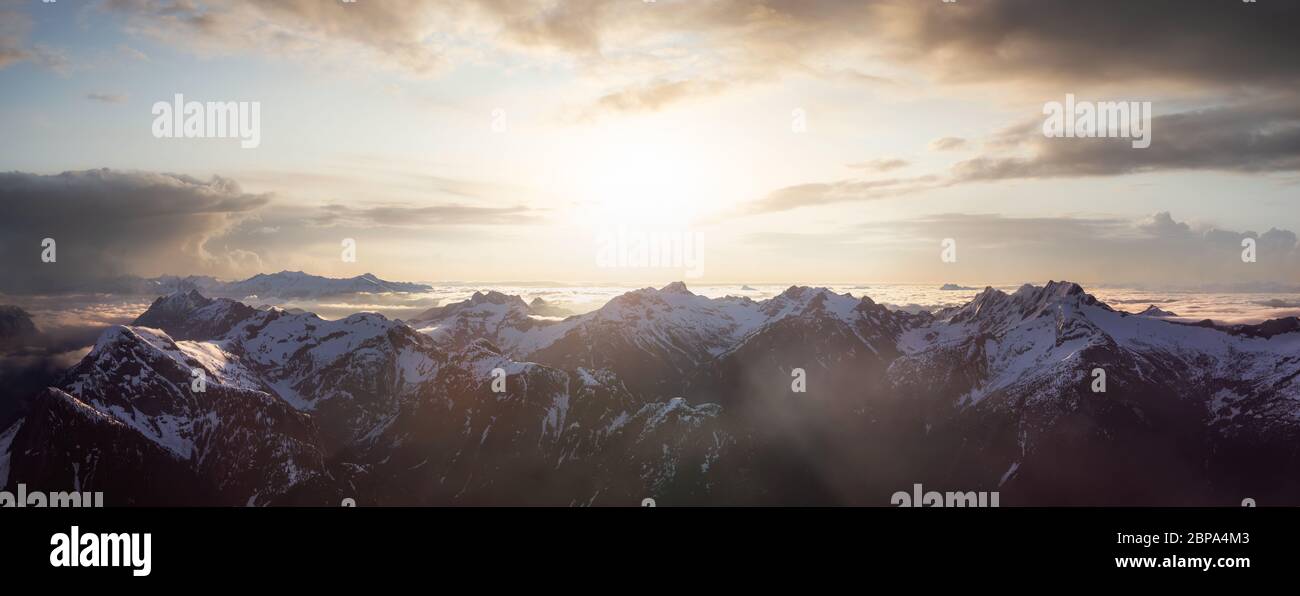 Aerial Panoramic View of Remote Canadian Mountain Landscape Stock Photo ...