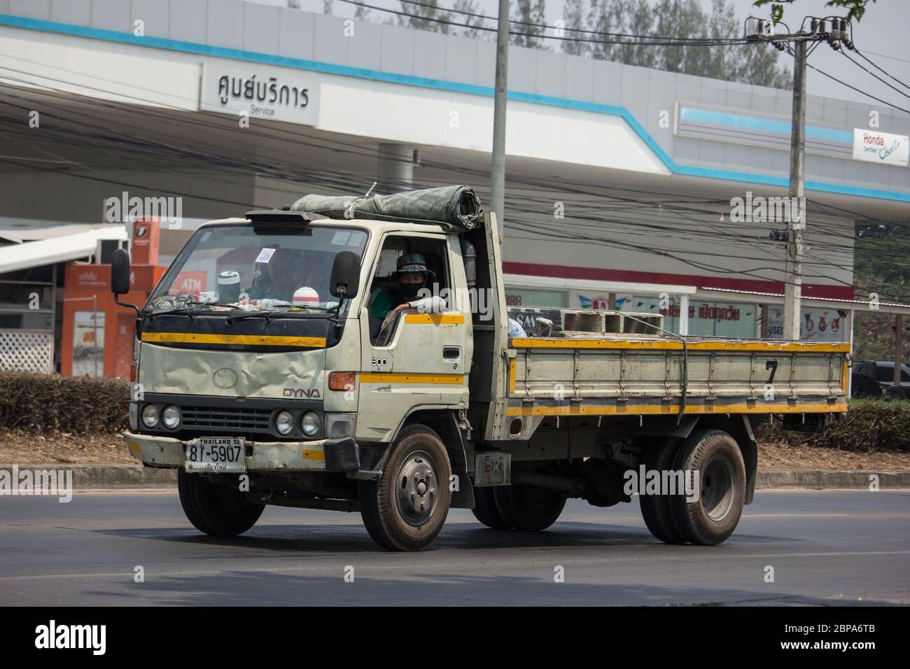 Chiangmai, Thailand - April 21 2020: Toyota Dyna Truck. On road no.1001 ...