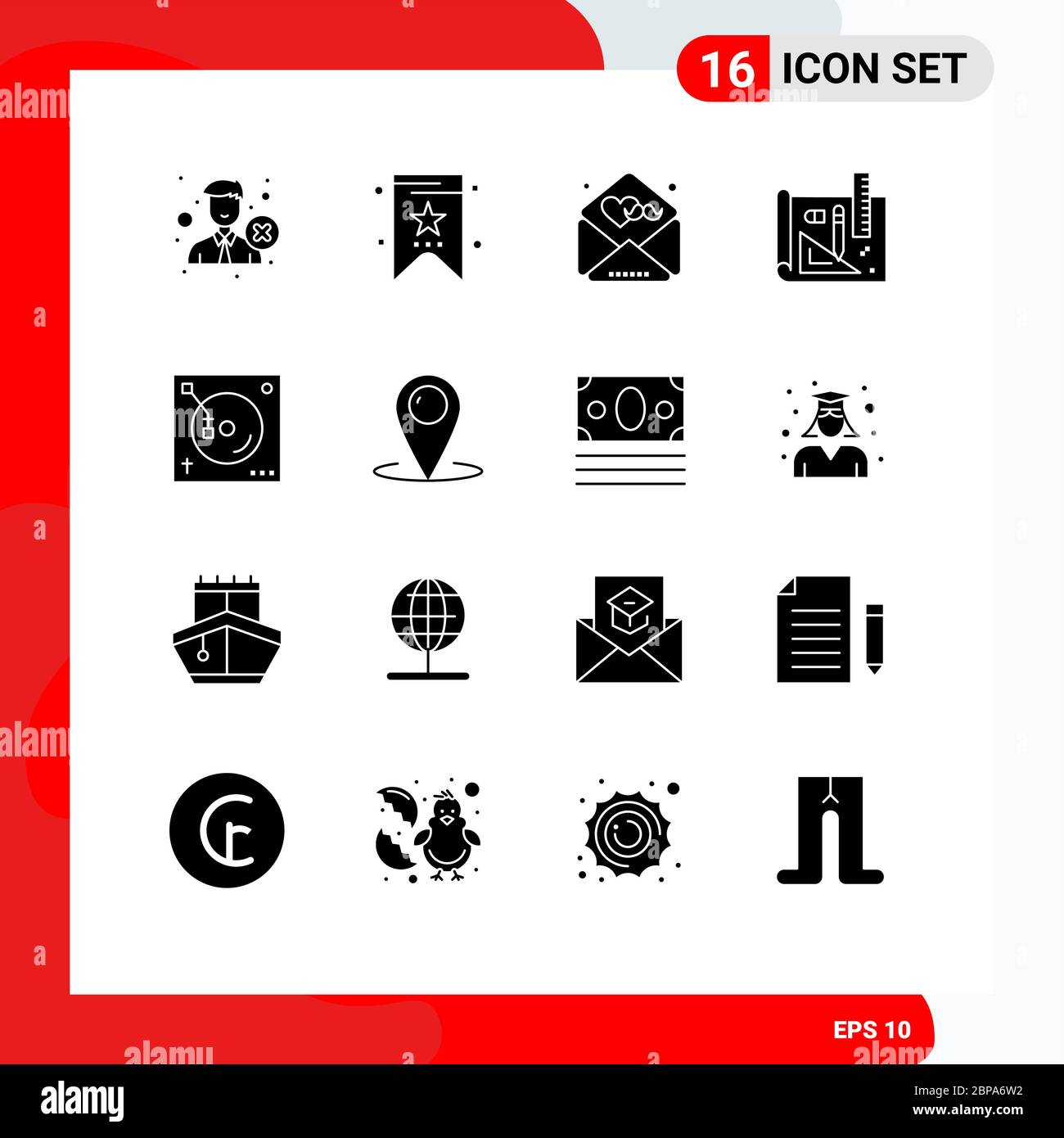 Stock Vector Icon Pack of 16 Line Signs and Symbols for music, pencil ...