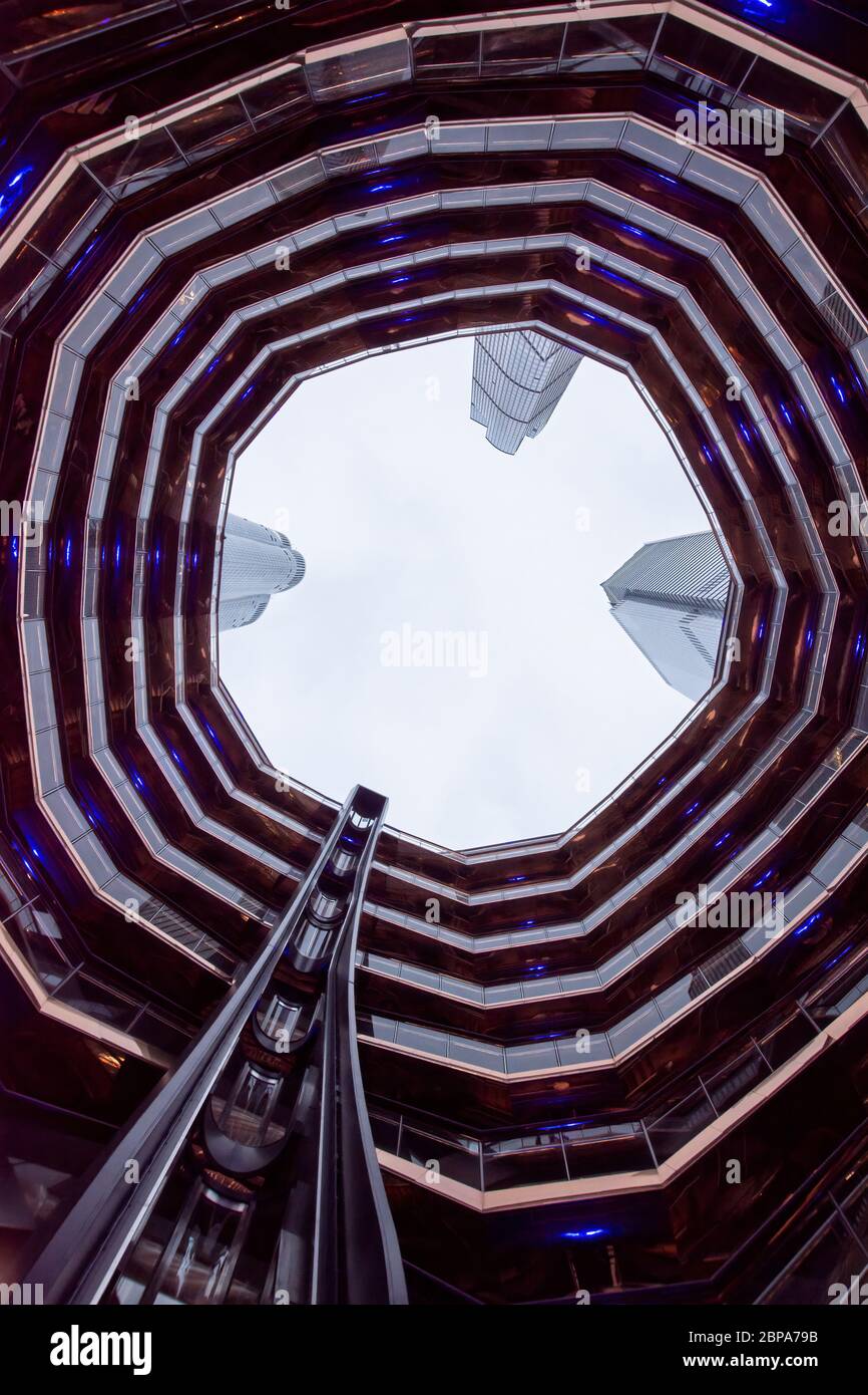 New York City, NY, USA - December 4 , 2019. Worm's eye view with The ...