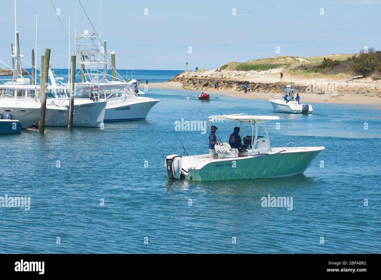 Spring boaters in Sesuit Harbor on Cape Cod, Massachusetts, USA Stock ...