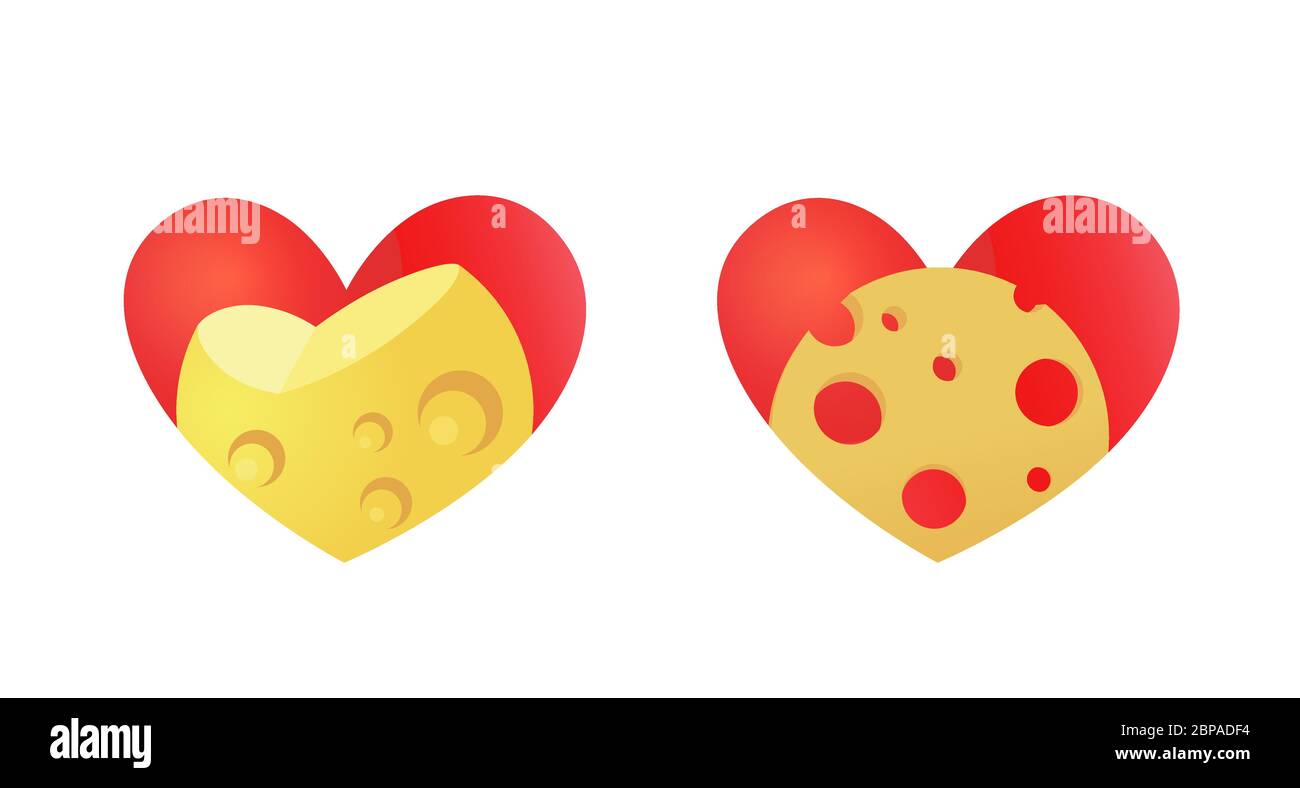 Cheese emblem with heart. Sticker Valentines with cheese isolated on ...