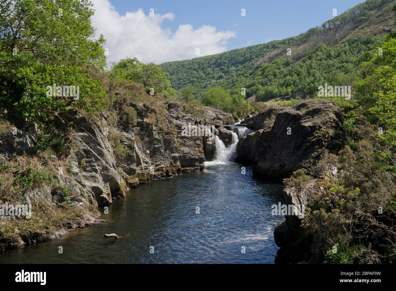 Waterfalls by the Cwm Rheidol Reservoir in Ceredigion,Wales,UK Stock ...