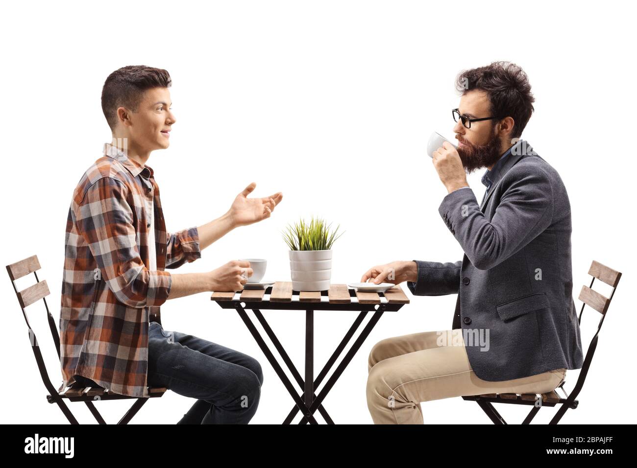 2 men cafe talking hi-res stock photography and images - Alamy