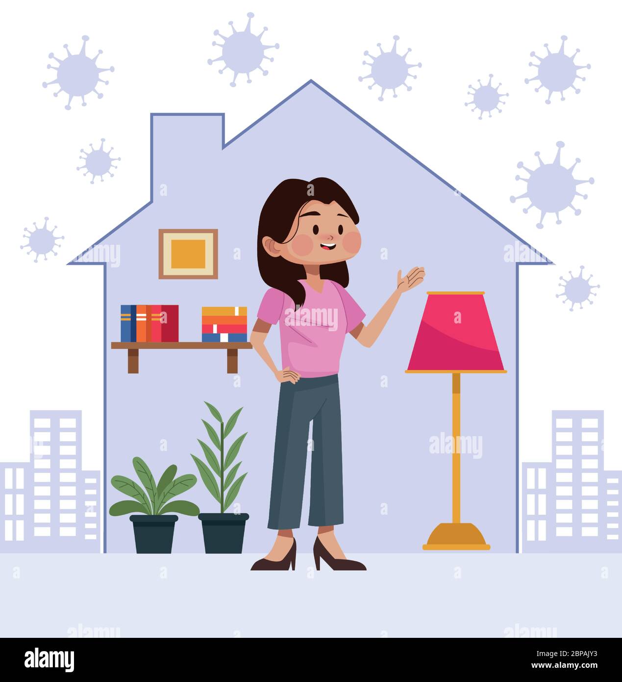 Woman houseplants home Stock Vector Images - Alamy