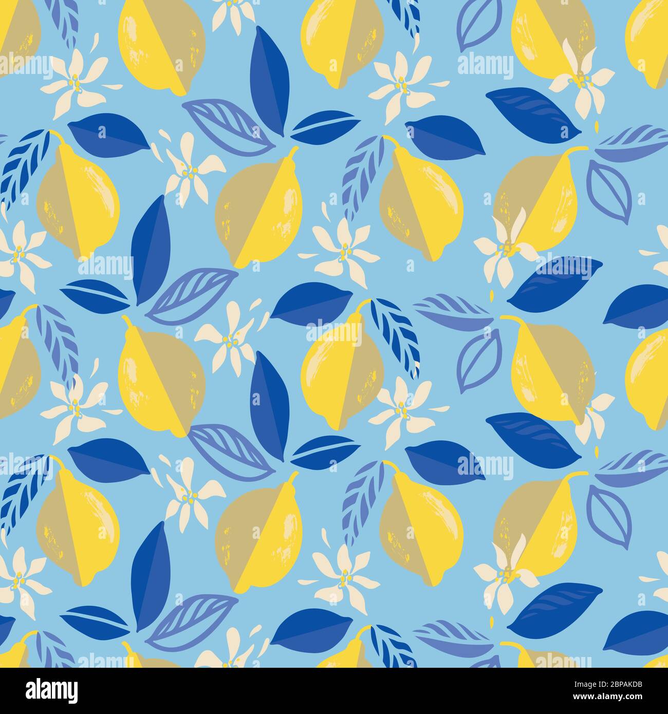 Vector tropical modern mediterranean summer lemon repeating pattern ...