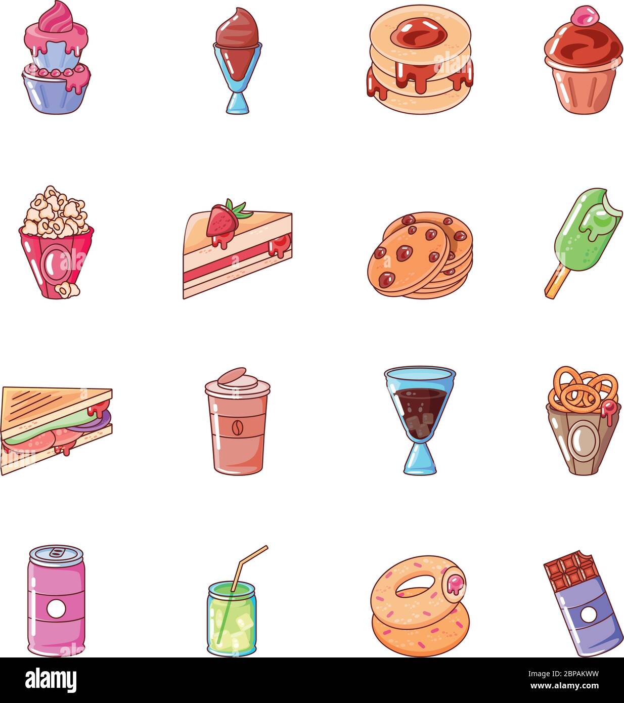 set of icons food on white background vector illustration design Stock ...