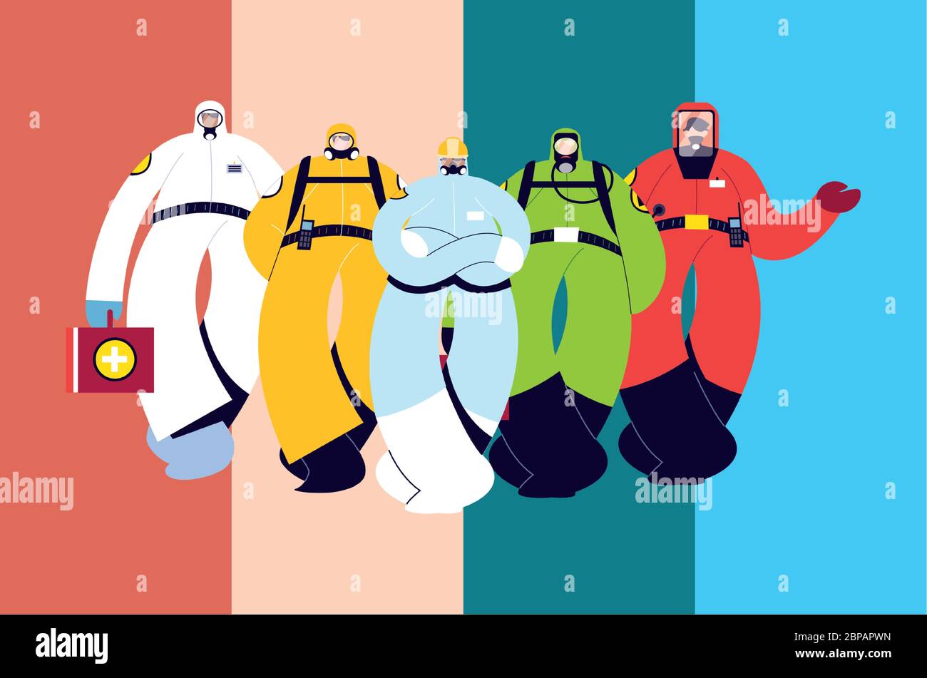 men in protective suits, safety clothing vector illustration design ...