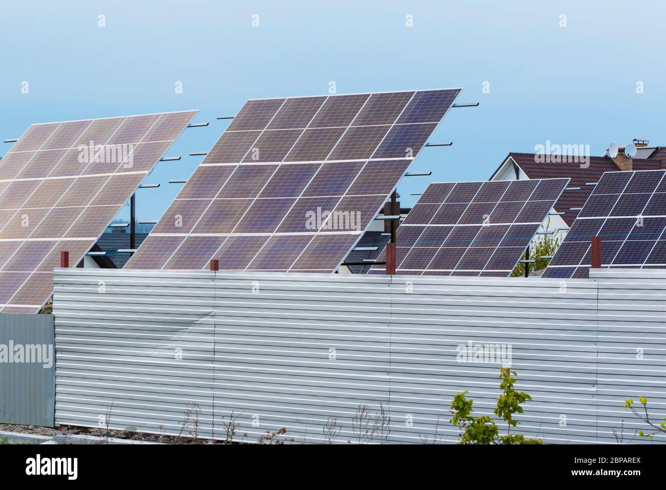 Solar panels or photovoltaic converters in a residential complex Stock ...