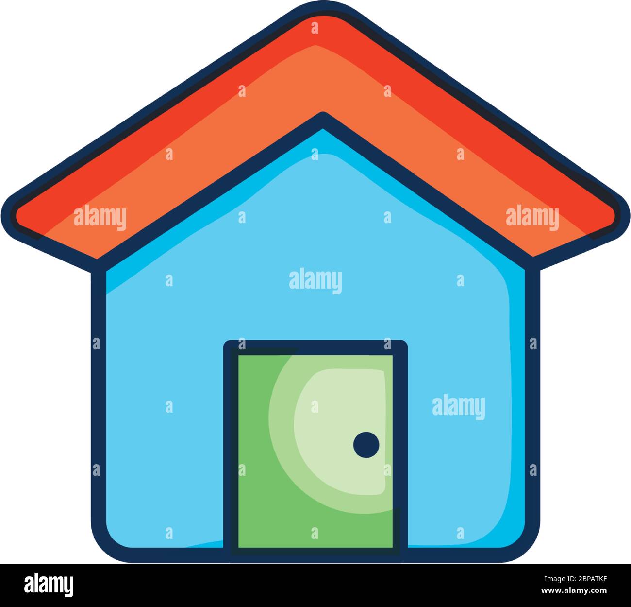 Cartoon house icon over white background, line color style, vector ...